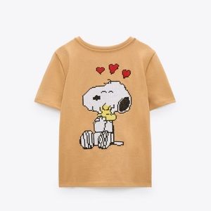 Zara | Tops | Zara Snoopy Peanuts Tshirt With Embroidery | Poshmark